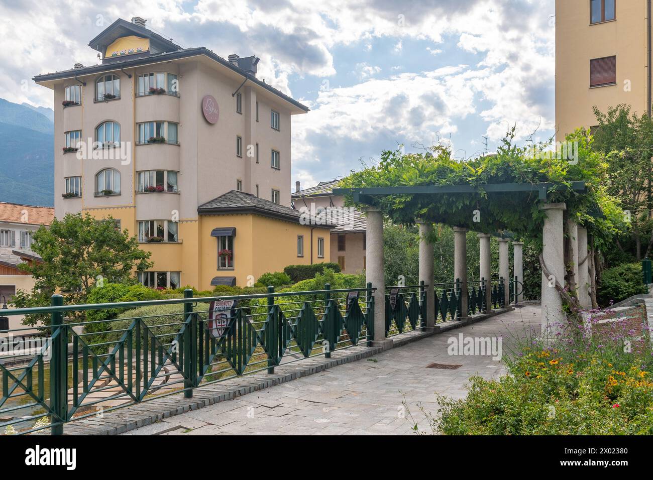 Pergola in the public garden of Piazza Cavalieri di Vittorio Veneto, in ...