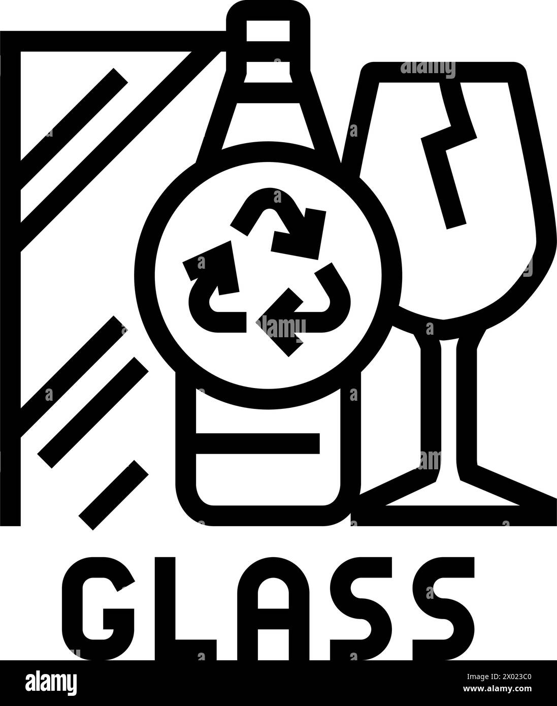 glass recycling waste sorting line icon vector illustration Stock ...