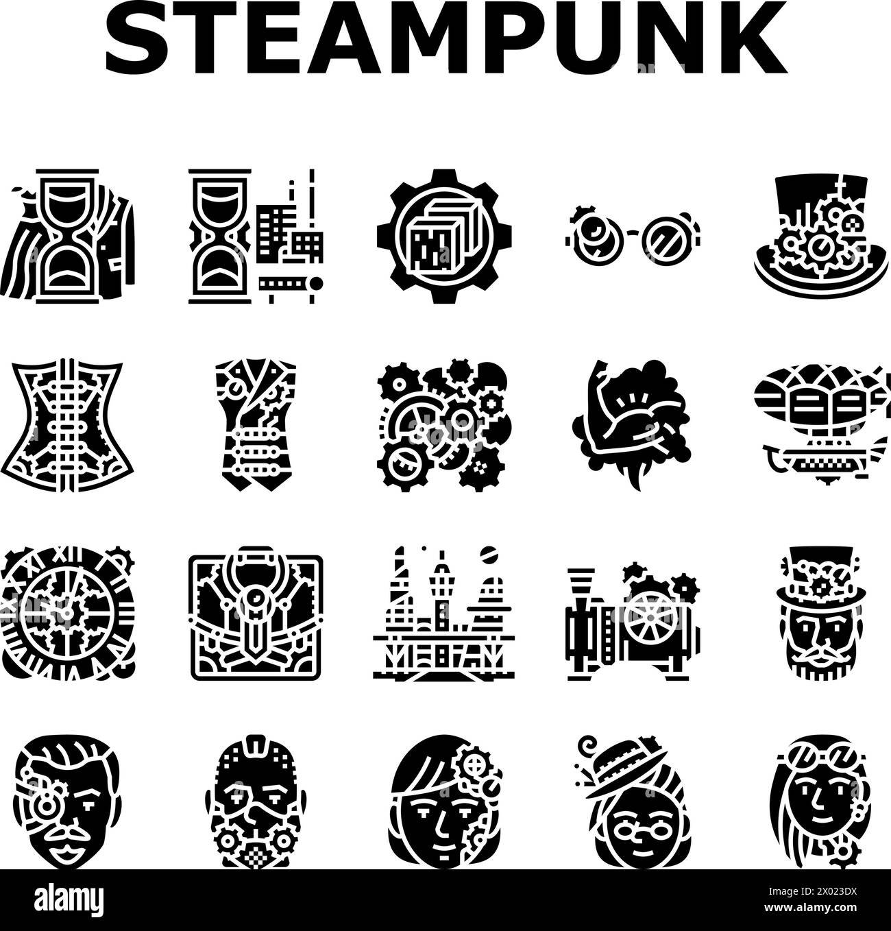 Vintage steam clock Stock Vector Images - Alamy