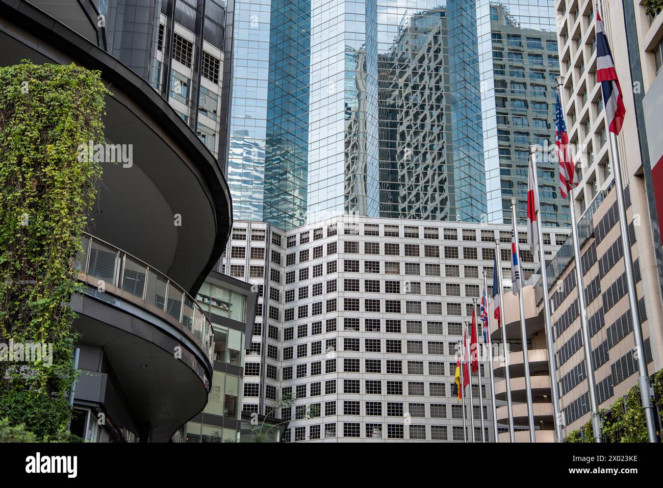 the skyline with high Buildings in Silom in the city of Bangkok in ...