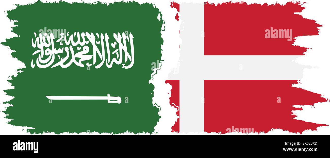 Denmark and Saudi Arabia grunge flags connection, vector Stock Vector ...