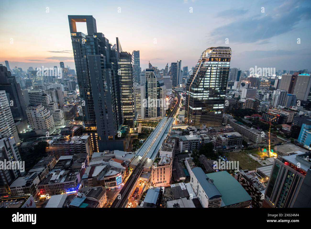 a view and skyline from the Hyatt Regency Bangkok Sukhumvit in the city of Bangkok in Thailand ...