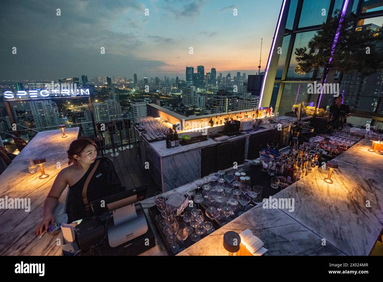 a view and skyline from the Hyatt Regency Bangkok Sukhumvit in the city of Bangkok in Thailand ...
