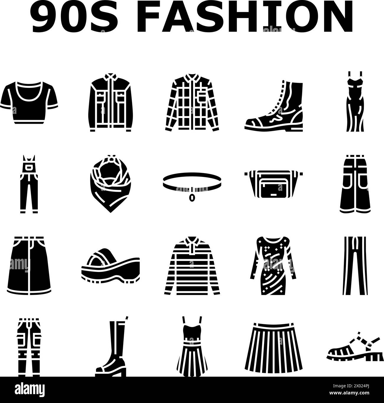 90s vintage fashion retro 80s icons set vector Stock Vector Image & Art ...