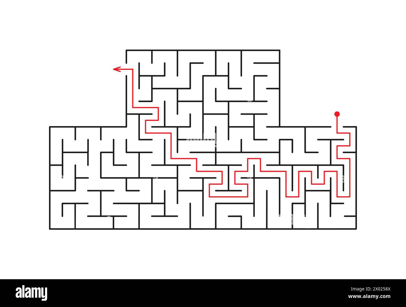 Vector illustration. Puzzle game. Rectangular labyrinth with entrance and exit Stock Vector ...