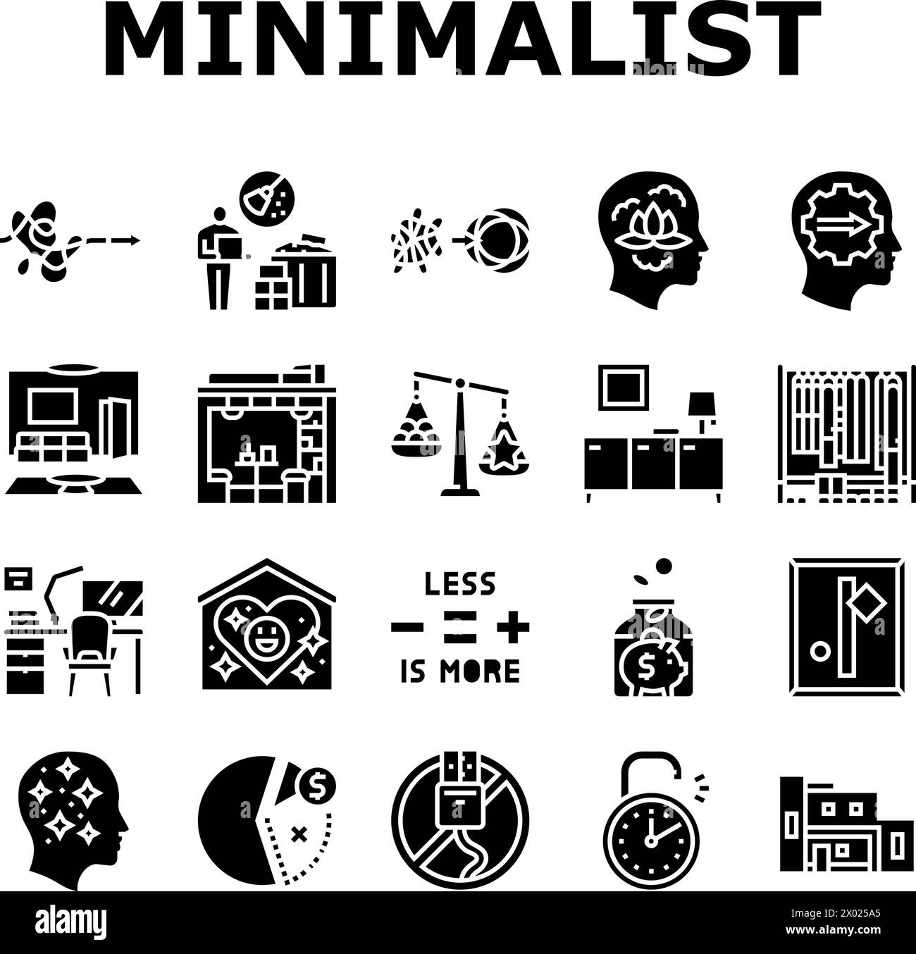 minimalist mind man person icons set vector Stock Vector Image & Art ...