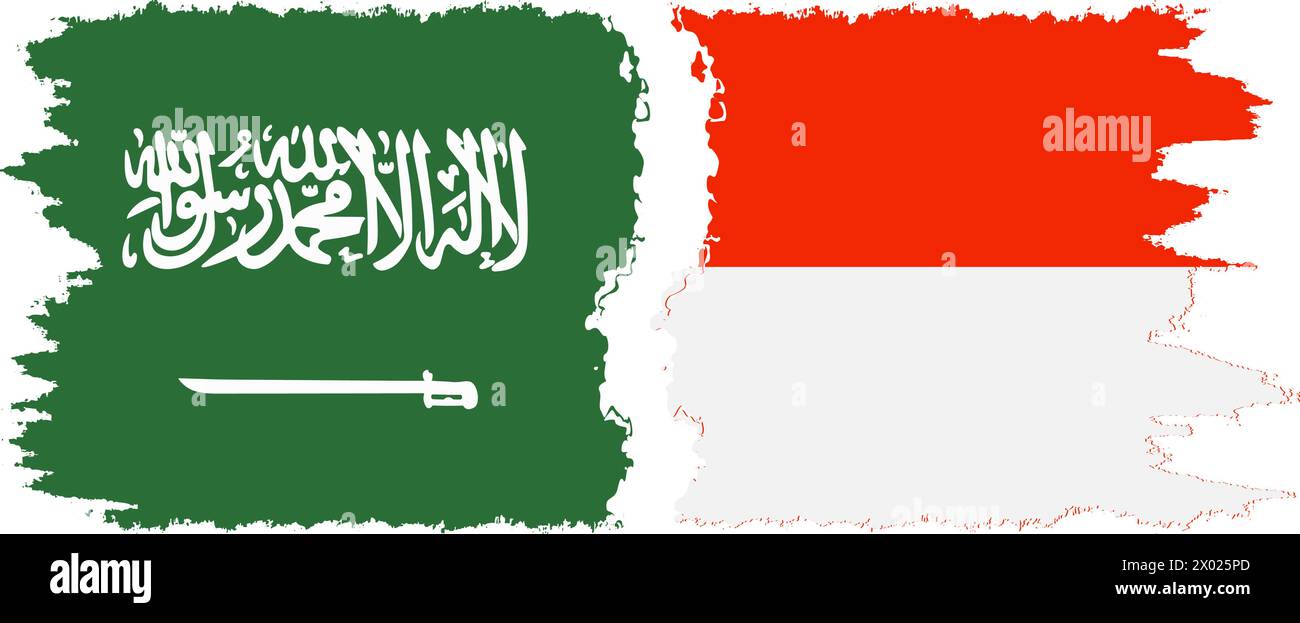 Indonesia and Saudi Arabia grunge flags connection, vector Stock Vector ...