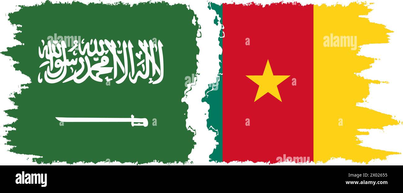 Cameroon and Saudi Arabia grunge flags connection, vector Stock Vector ...