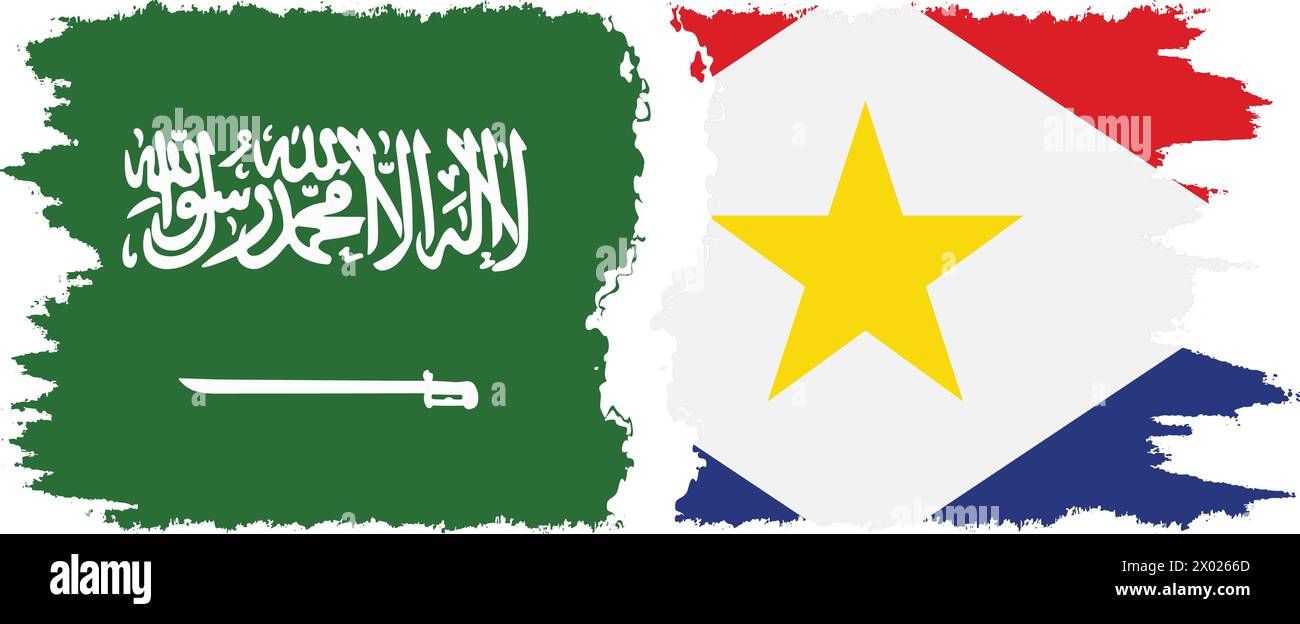 Saba and Saudi Arabia grunge flags connection, vector Stock Vector ...