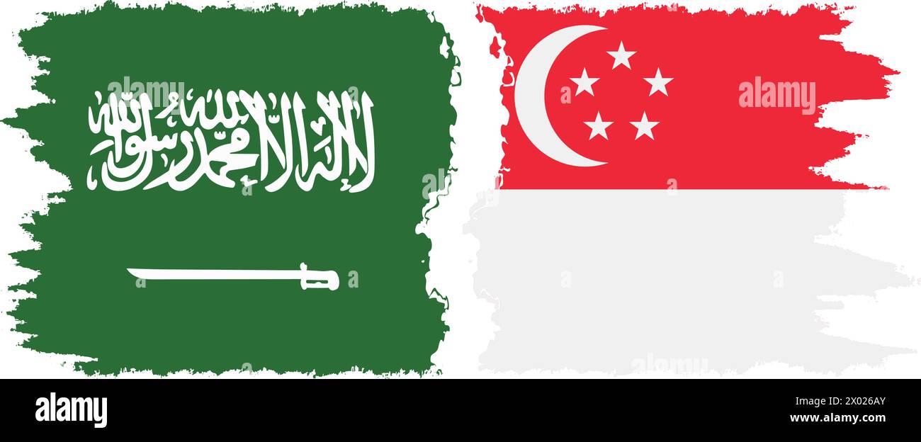Singapore and Saudi Arabia grunge flags connection, vector Stock Vector ...