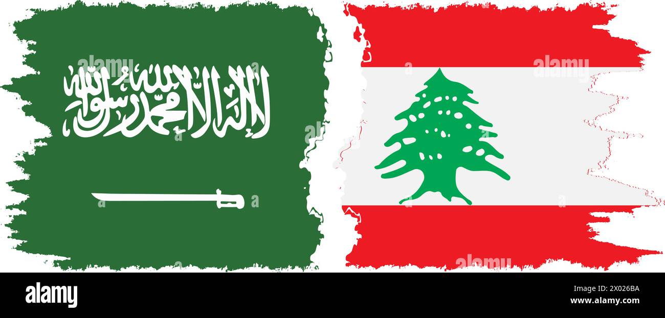 Lebanon and Saudi Arabia grunge flags connection, vector Stock Vector ...