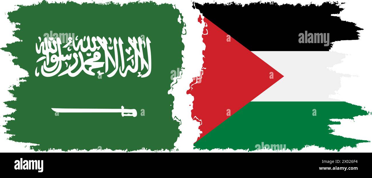 Palestine and Saudi Arabia grunge flags connection, vector Stock Vector ...