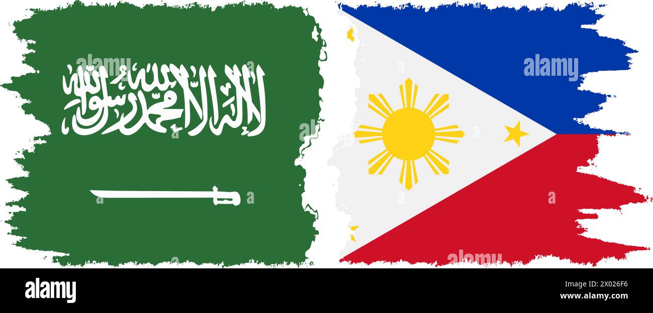 Philippines and Saudi Arabia grunge flags connection, vector Stock ...
