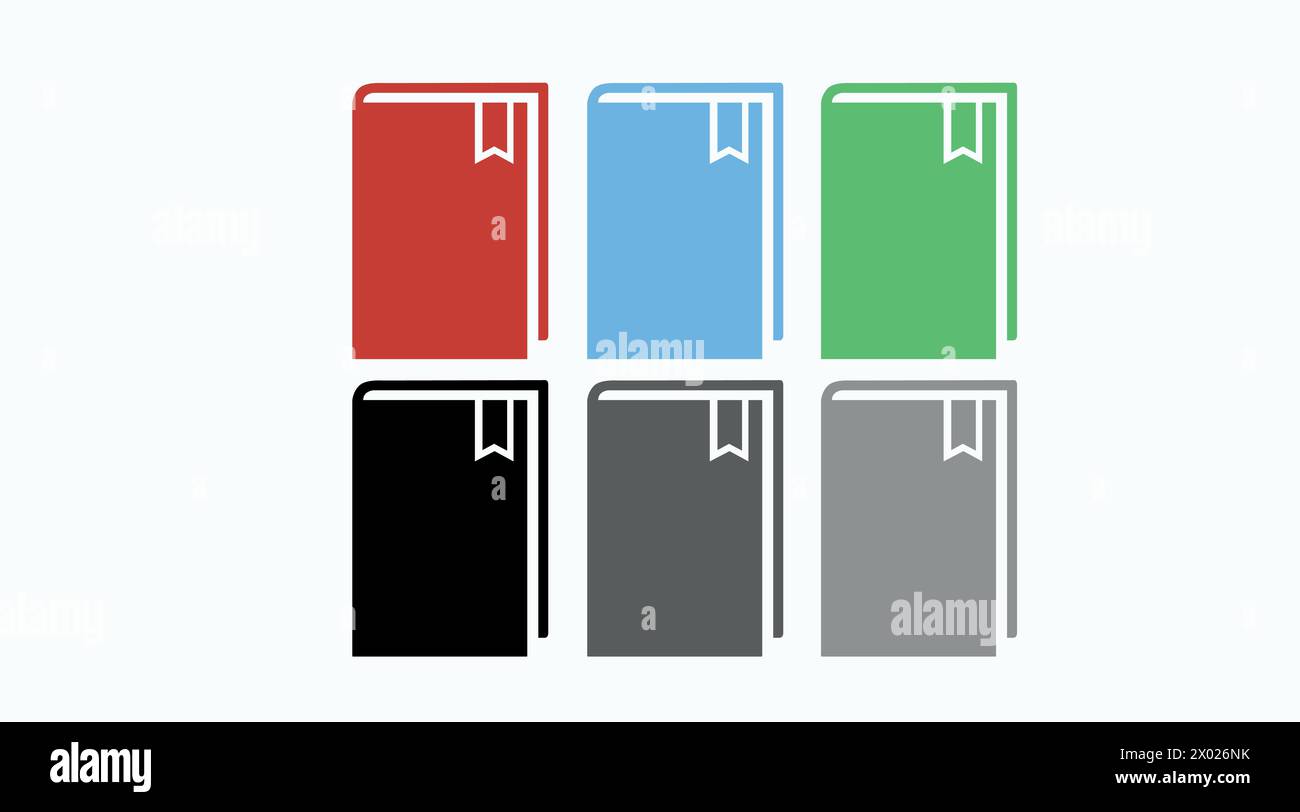 Books Icon Set. Vector isolated different color book illustration set ...