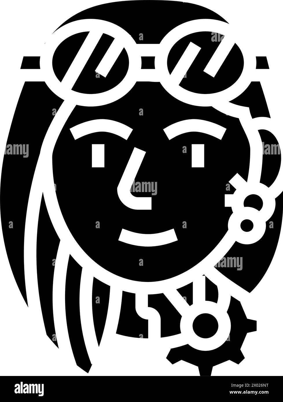 steampunk vintage female avatar glyph icon vector illustration Stock ...