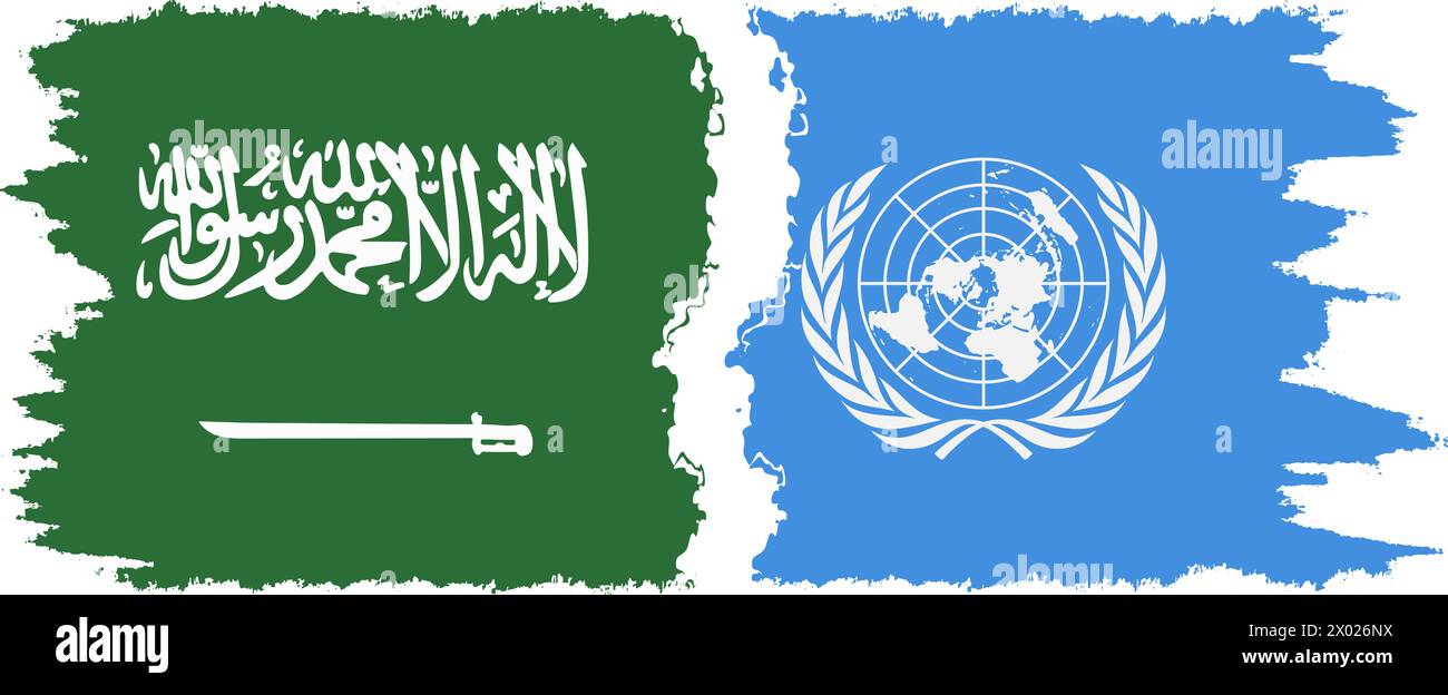 UN and Saudi Arabia grunge flags connection, vector Stock Vector Image ...