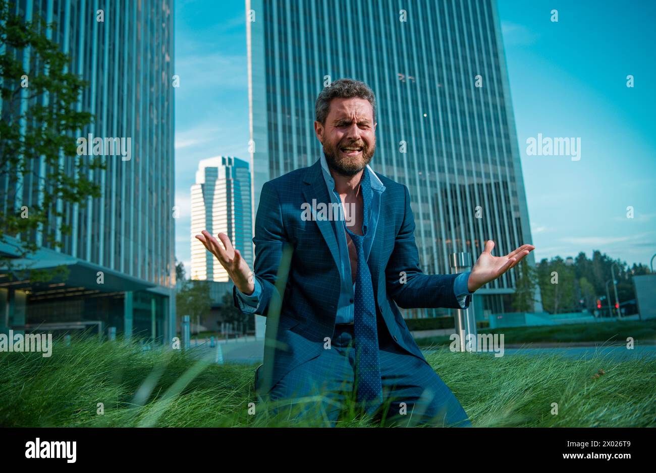 Stressed businessman crying. Business man in sad depressed crying ...