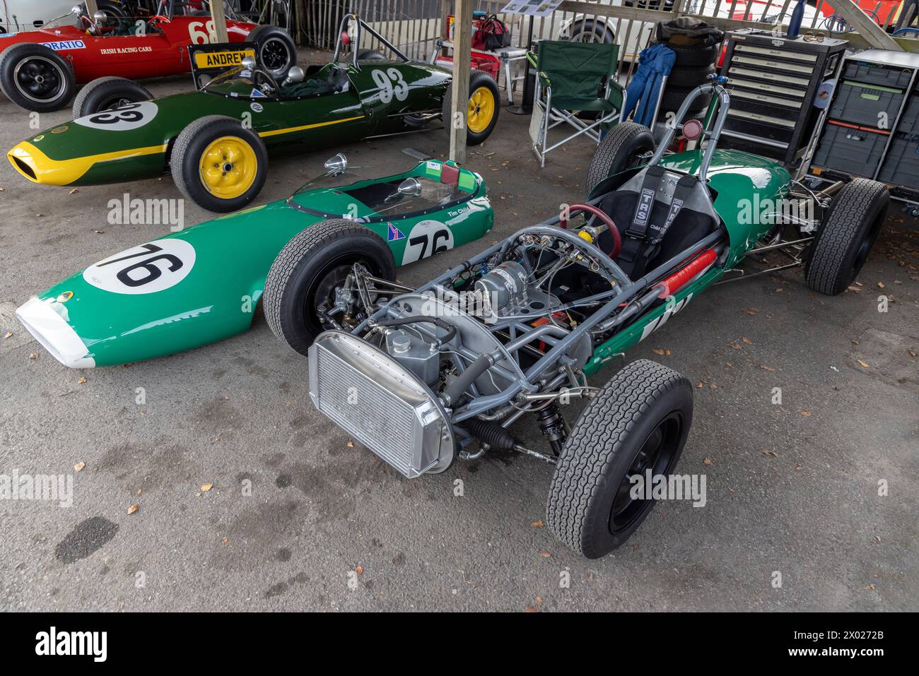 Tim Child's 1962 Lotus-Ford 22 in the paddock being prepared for the ...