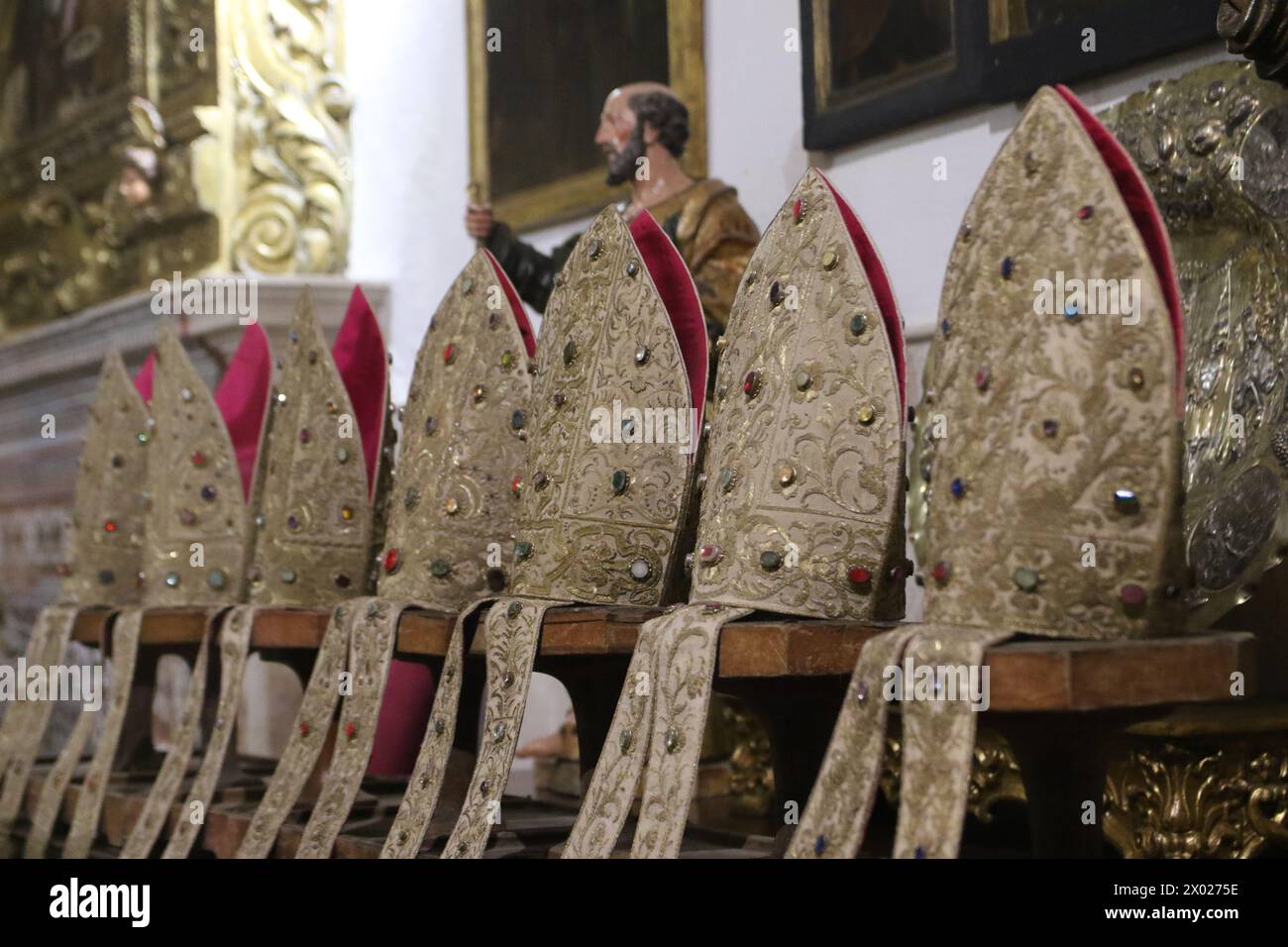 "patriarchal tiara" worn by the Archbishop of Lisbon. These are on ...