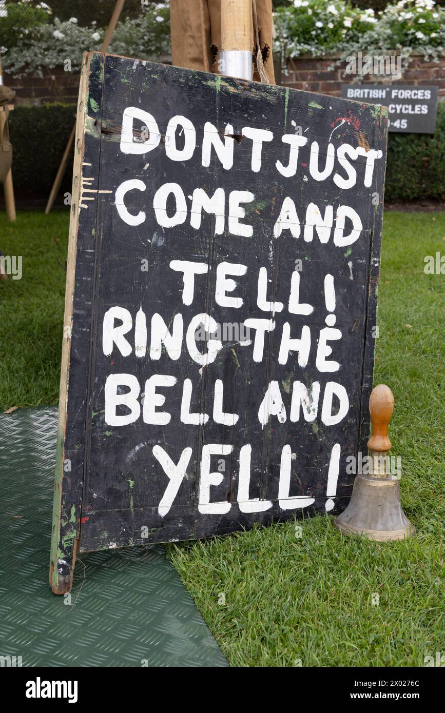 Sign adjacent to the military WWII RAF Westhampnett re-enactment group ...