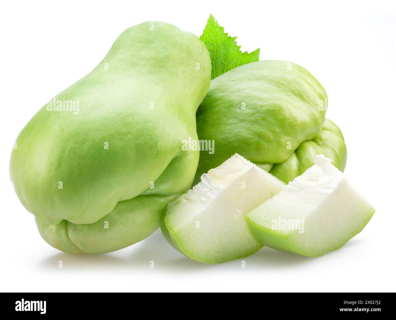 Chayote fruits isolated on white background Stock Photo - Alamy