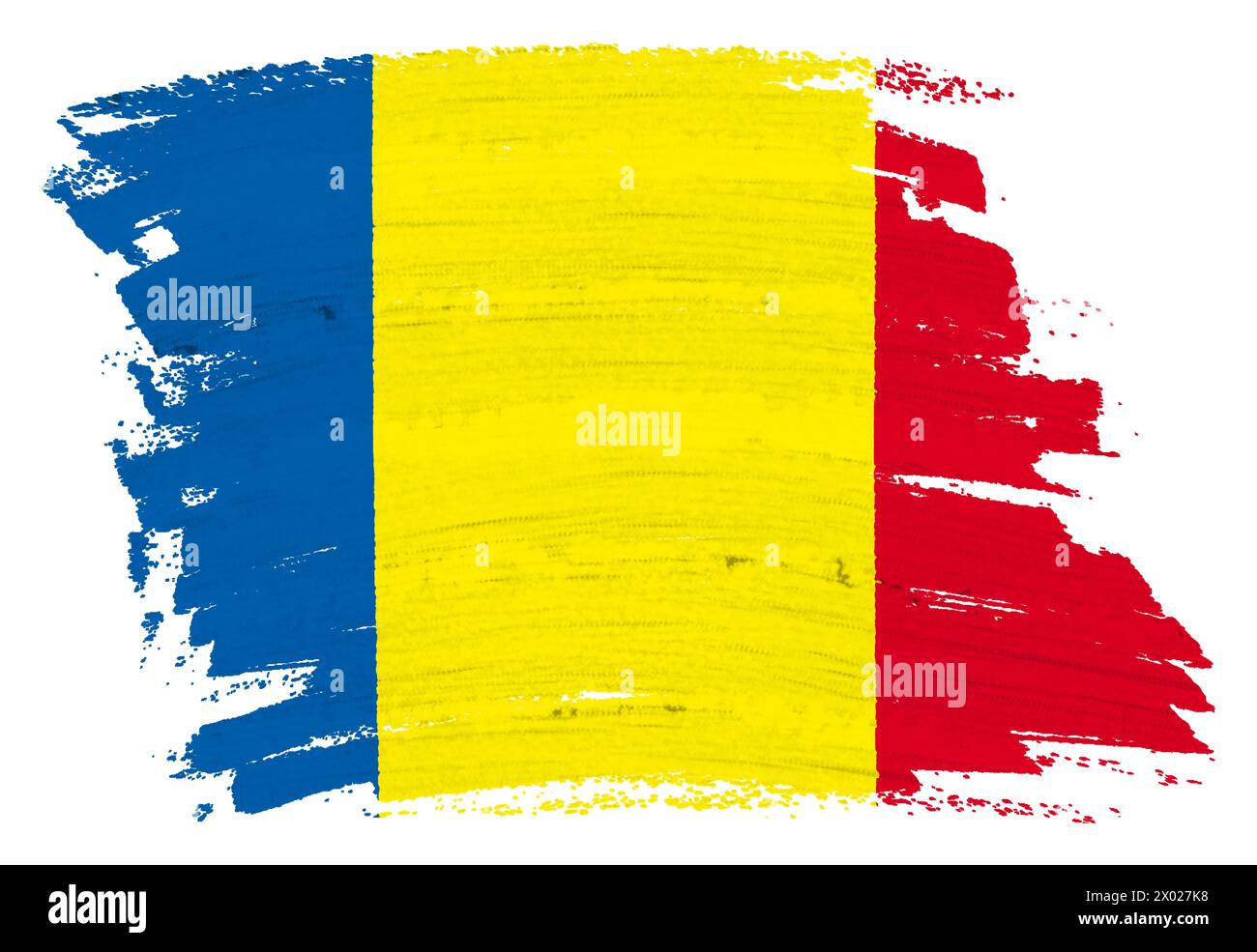 Romania flag background paint splash brushstroke Stock Photo - Alamy