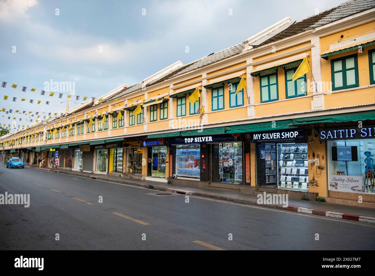 the silver shops in the Khao San aerea in Banglamphu in the city of ...