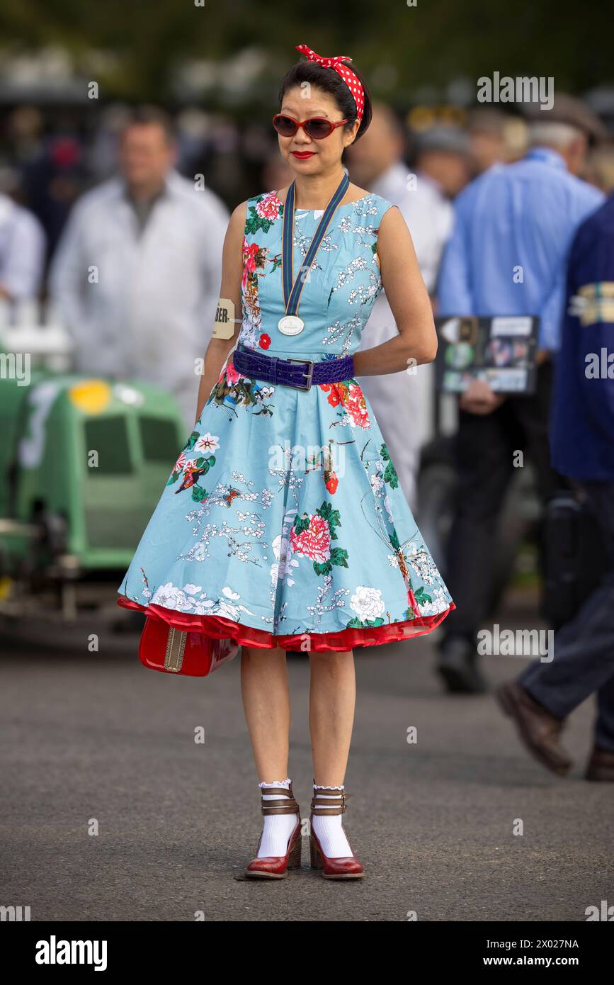 Goodwood Revival fashion in the paddock at the 2023 Goodwood Revival ...