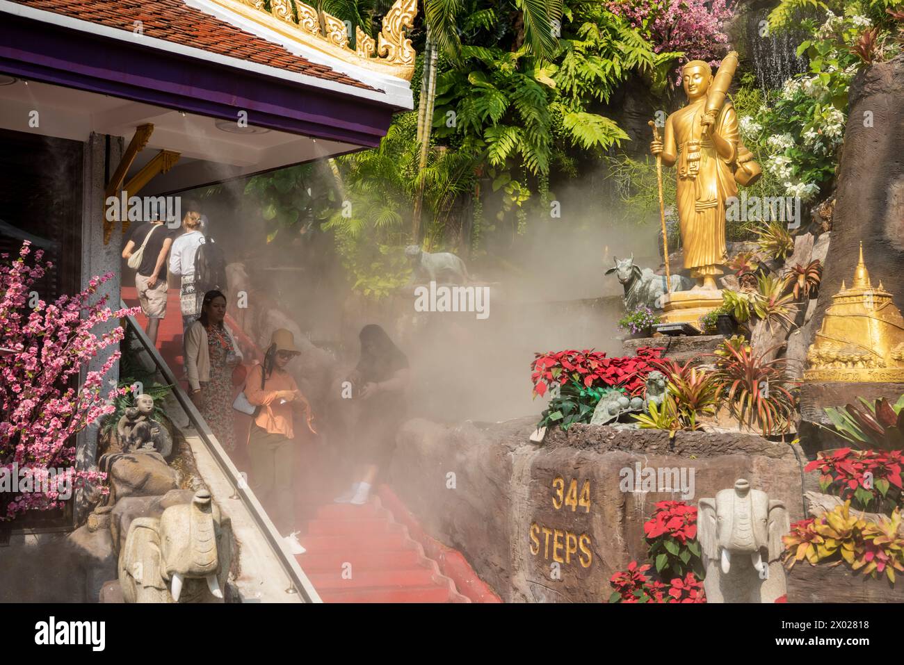 the entry with aircon cooler at Golden Mount at Wat Saket in Banglamphu in the city of Bangkok ...