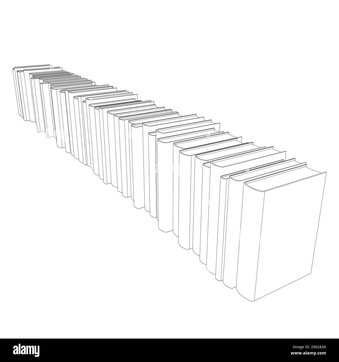 Outline of many books standing in a row. Books stack minimalist vector ...