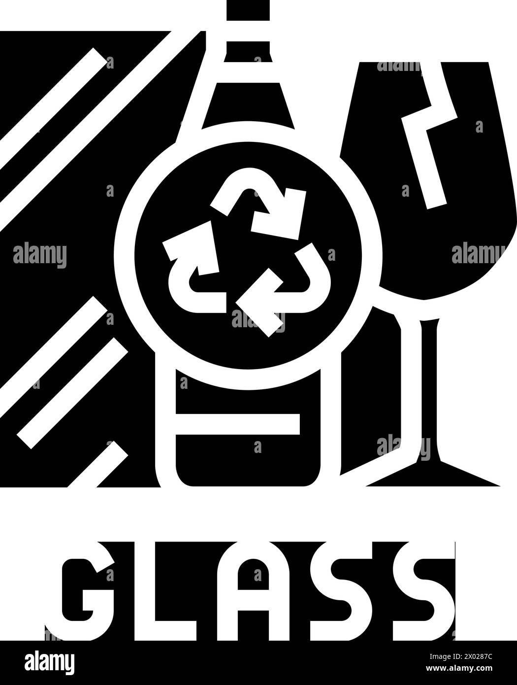 glass recycling waste sorting glyph icon vector illustration Stock ...