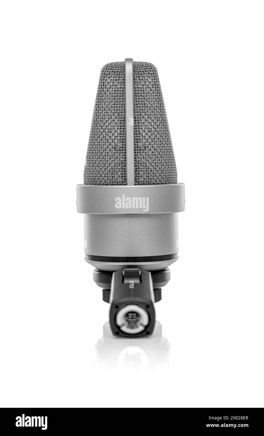 Studio microphone isolated on white background Stock Photo - Alamy
