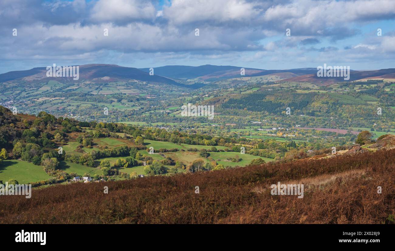 Autumnal view across the Brecon Beacon National Park from B4246 Just ...