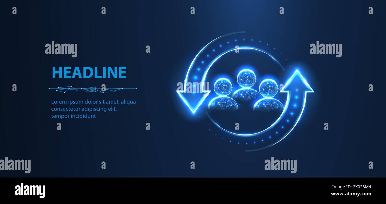 HR update. Three man icons inside arrows in the circle form. Human ...