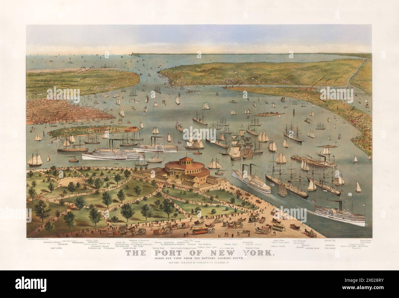 The Port of New York. Birds Eye View From The Battery, Looking South ...