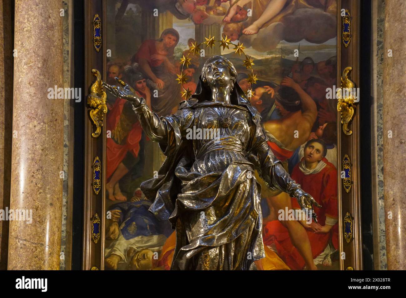 Statue inside Duomo di Napoli, Cathedral of Naples, interior, Cathedral ...