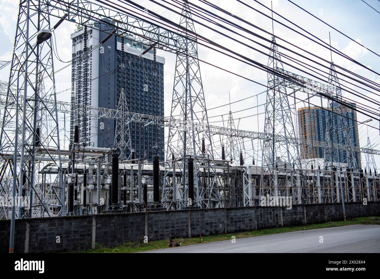 a power station a the railway Route with Buildings and Houses in the ...