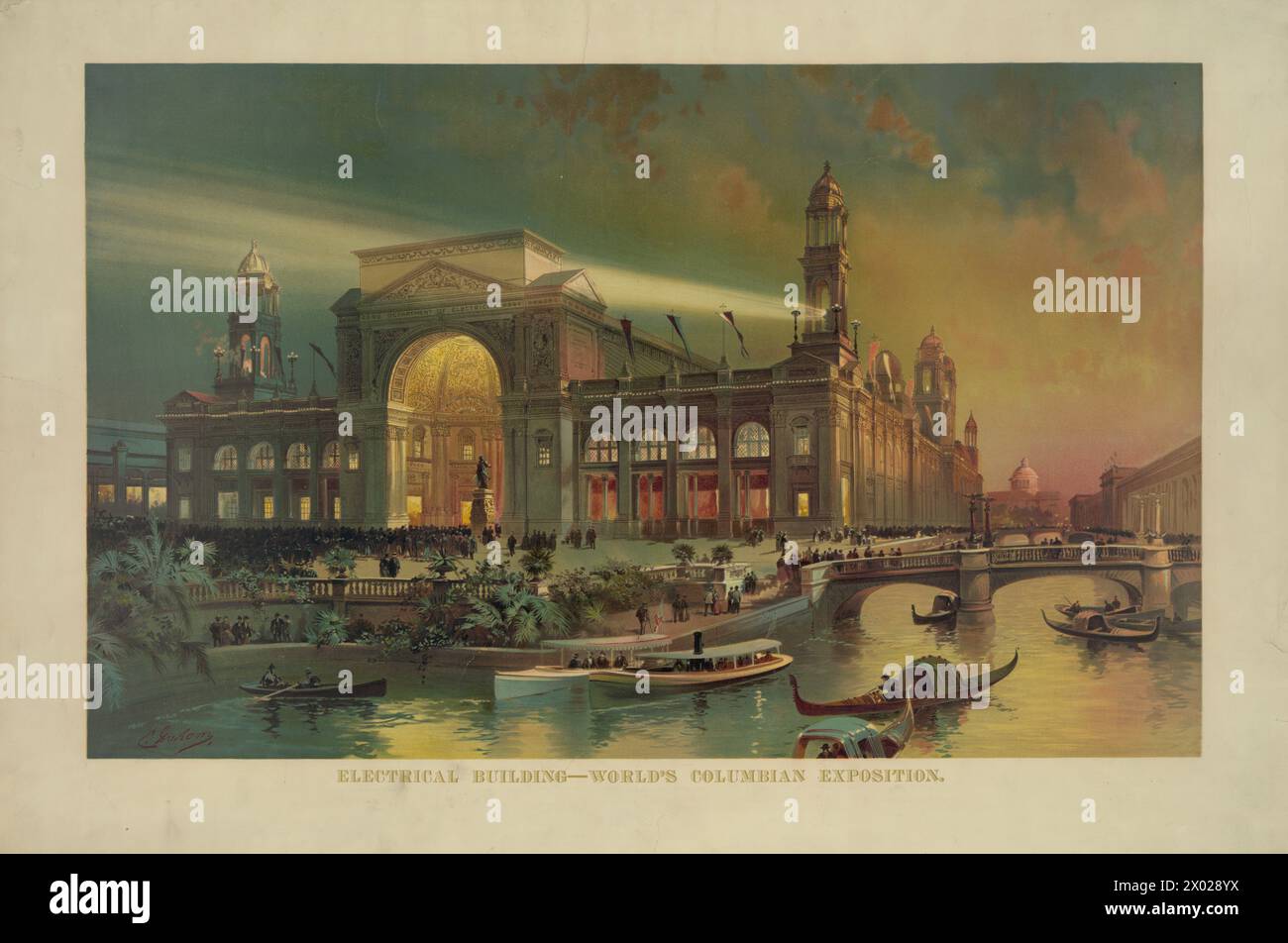 Vintage Lithograph of the “Department of Electricity” at the 1893 World ...
