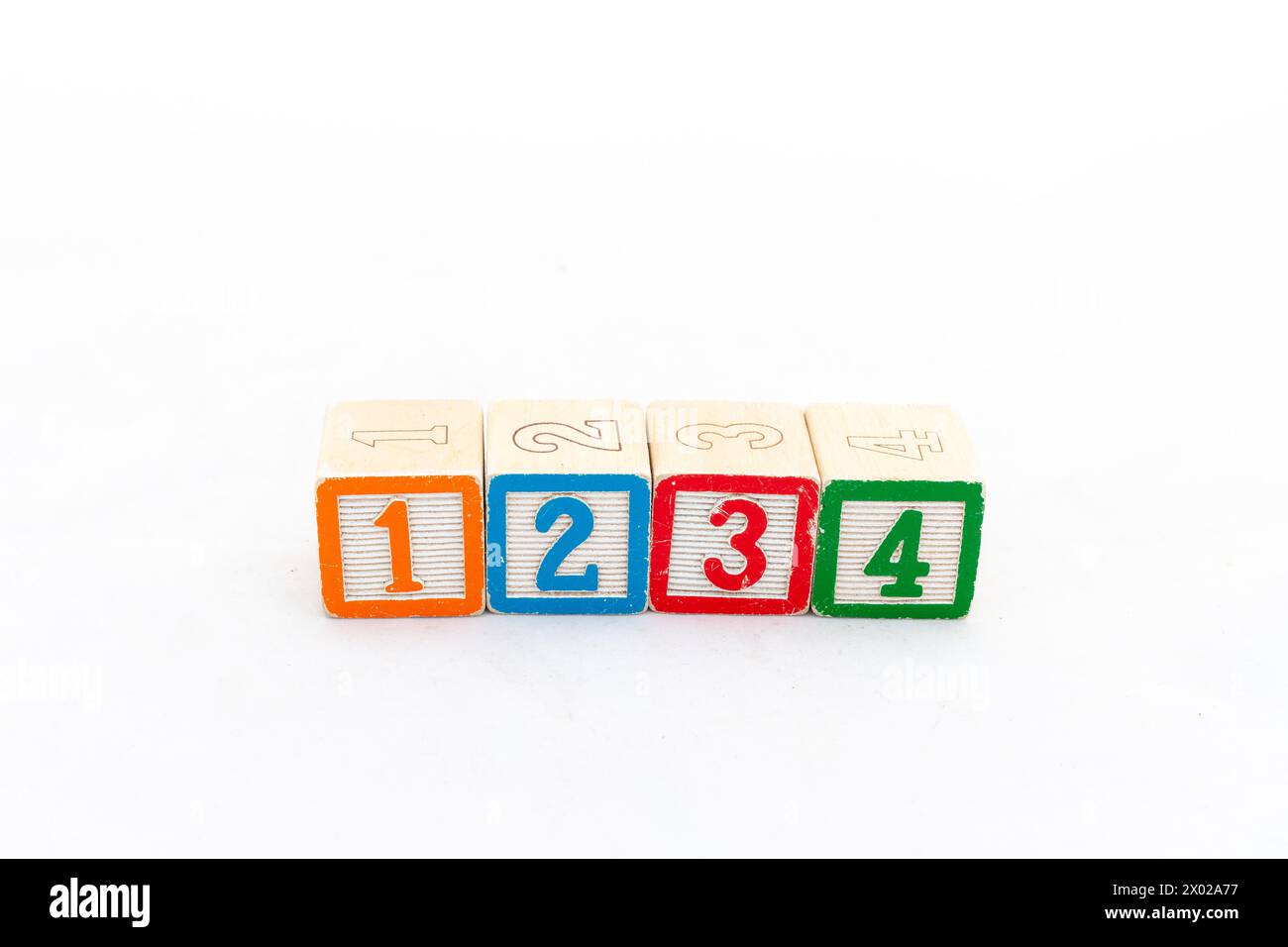 Wooden alphabet number blocks 1234 isolated on white background Stock ...