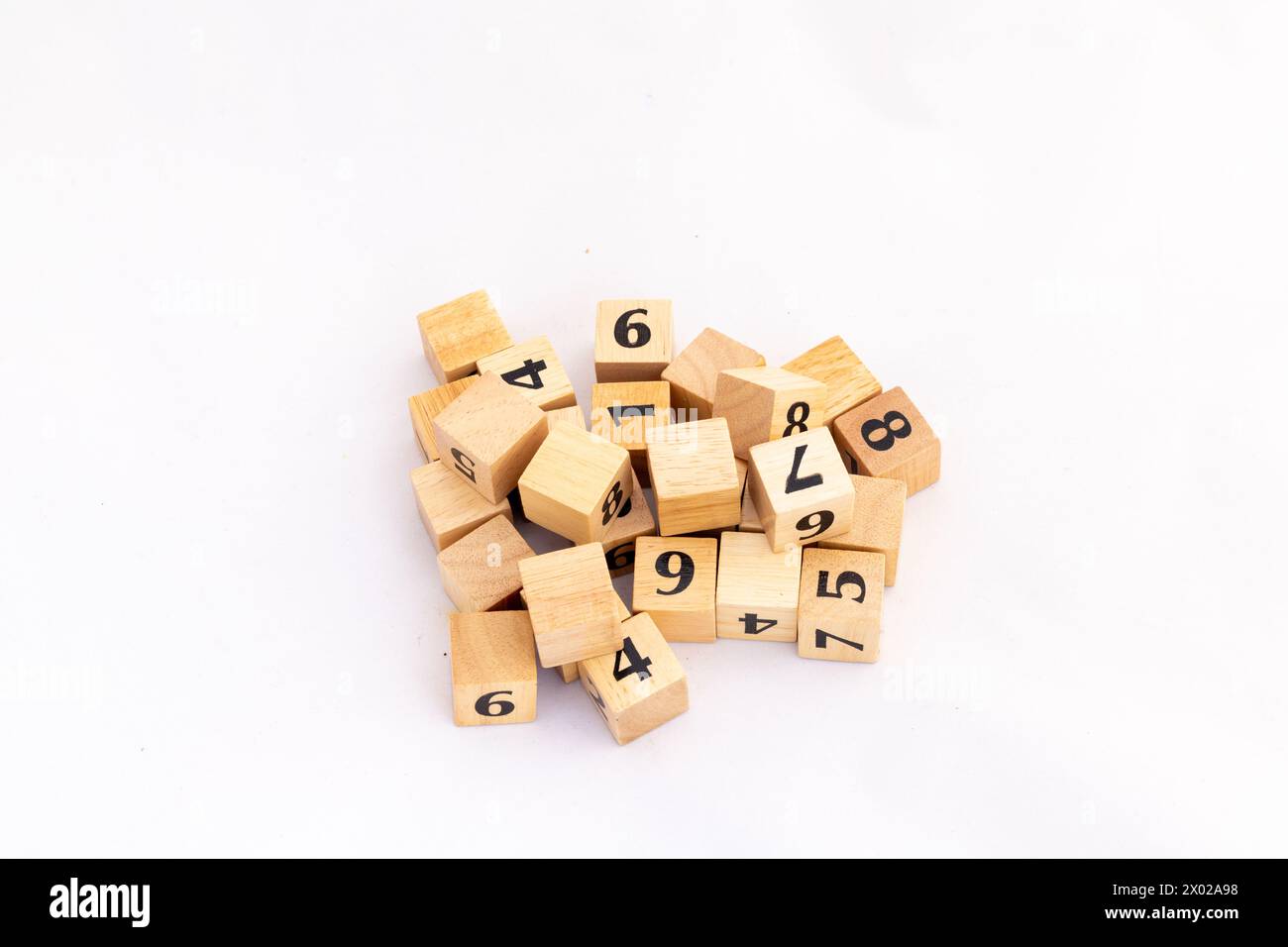 Wooden Cubes With Numbers Isolated On White Background Counting Number