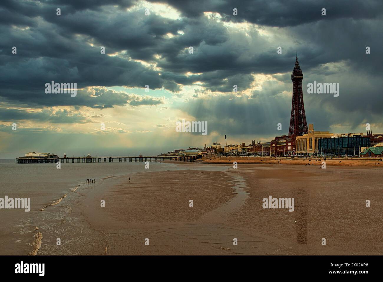 Blackpool Tower And Beach Stock Photo Alamy