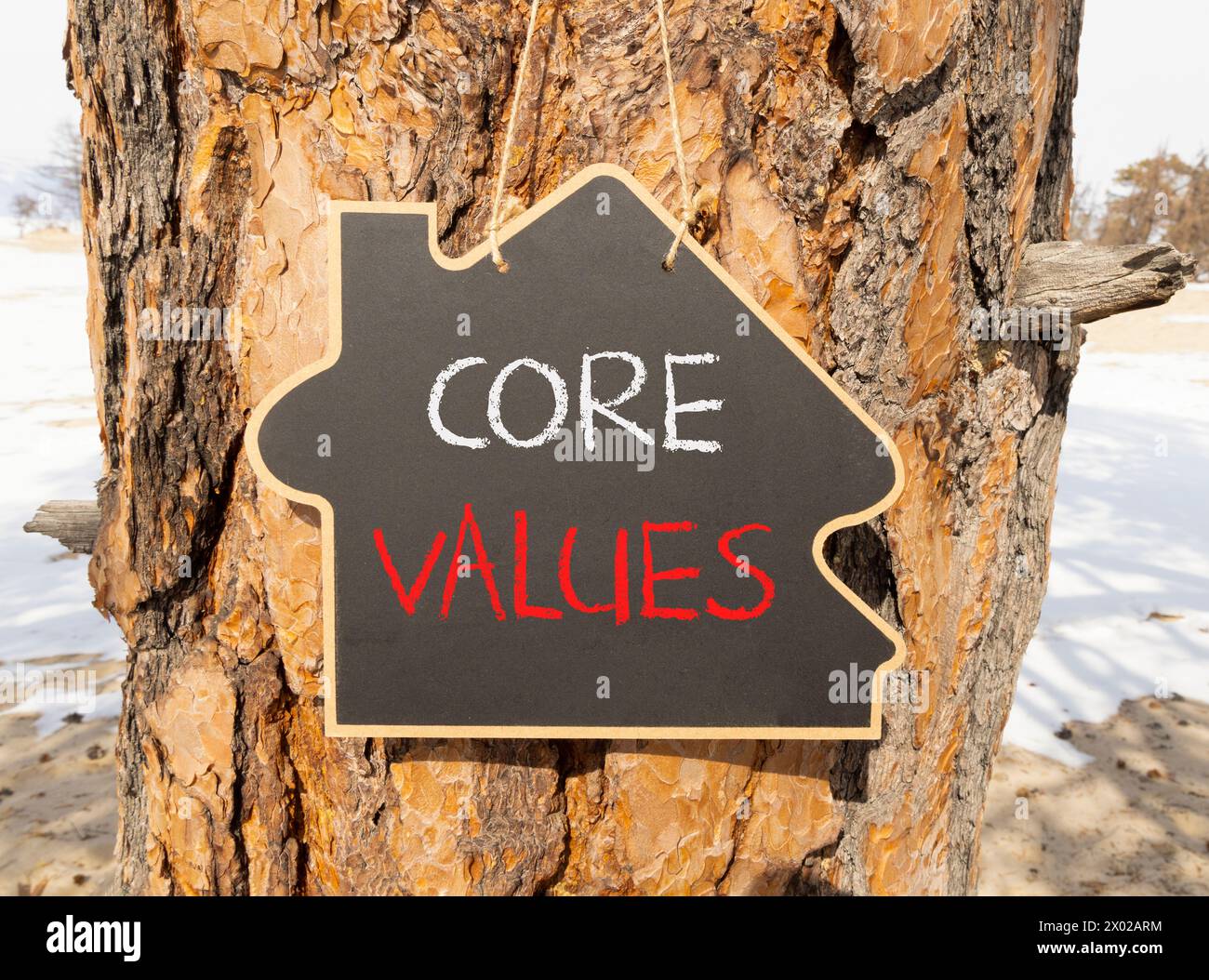 Core values symbol. Concept words Core values on beautiful black house blackboard. Beautiful ...