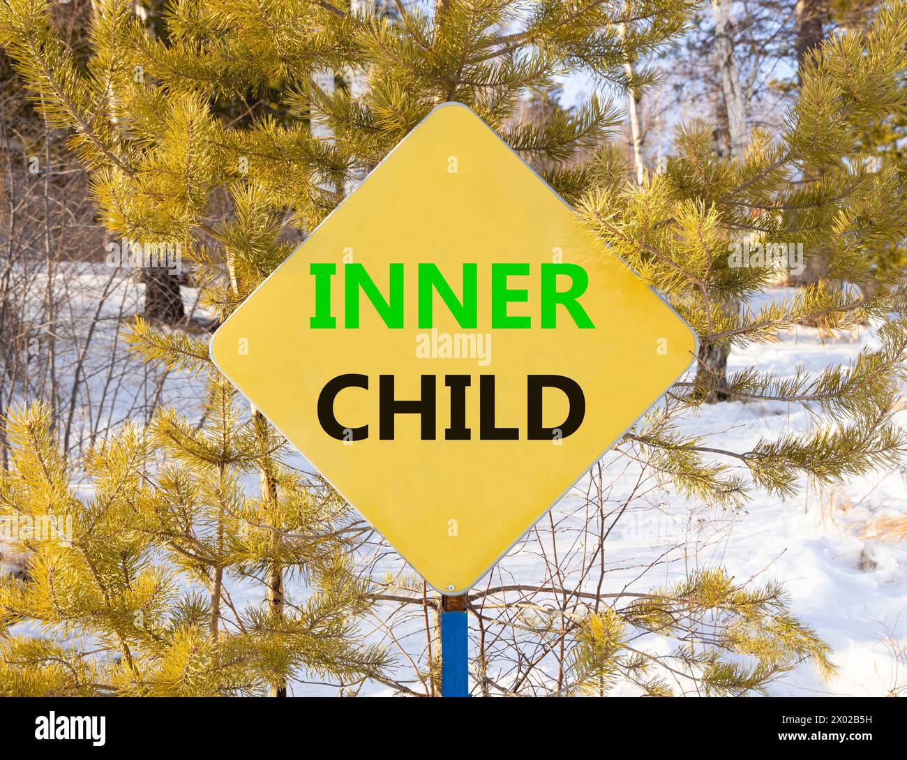Inner child symbol. Concept words Inner child on beautiful yellow road ...