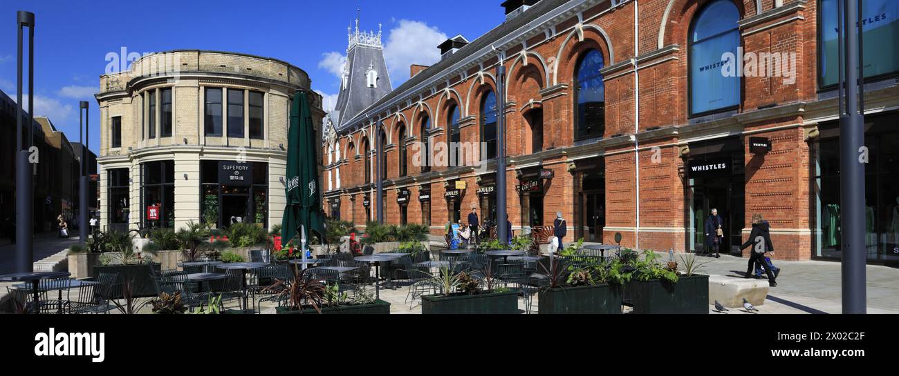 View of the Cornhill Market area, Lincoln City, Lincolnshire, England ...