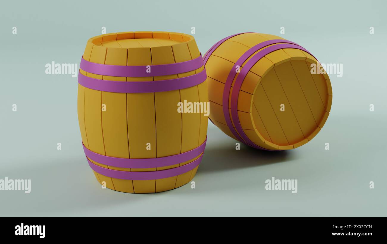 Dual Dynamics: The Golden Barrels and the Purple Bands Stock Photo - Alamy