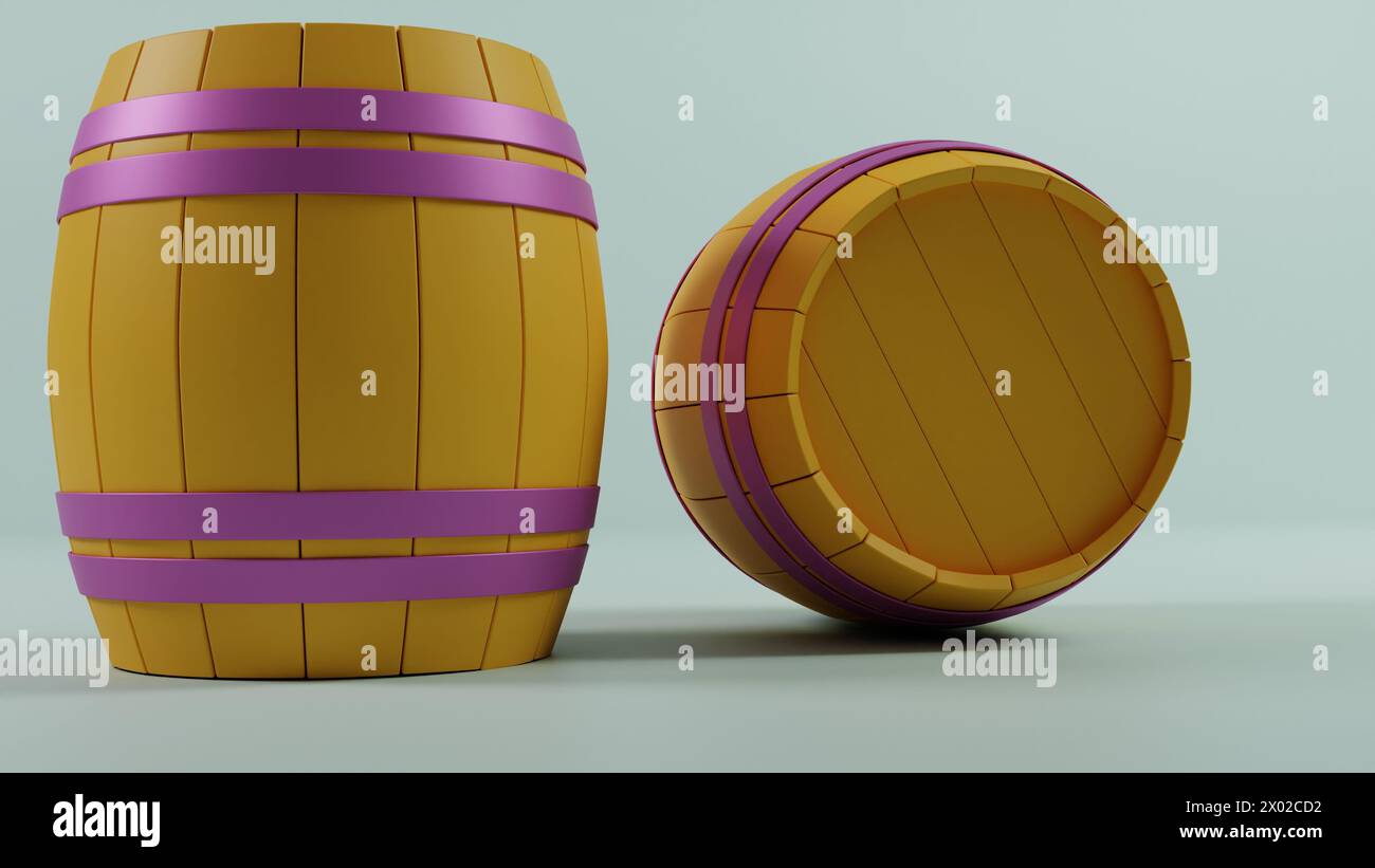 Dual Dynamics: The Golden Barrels and the Purple Bands Stock Photo - Alamy