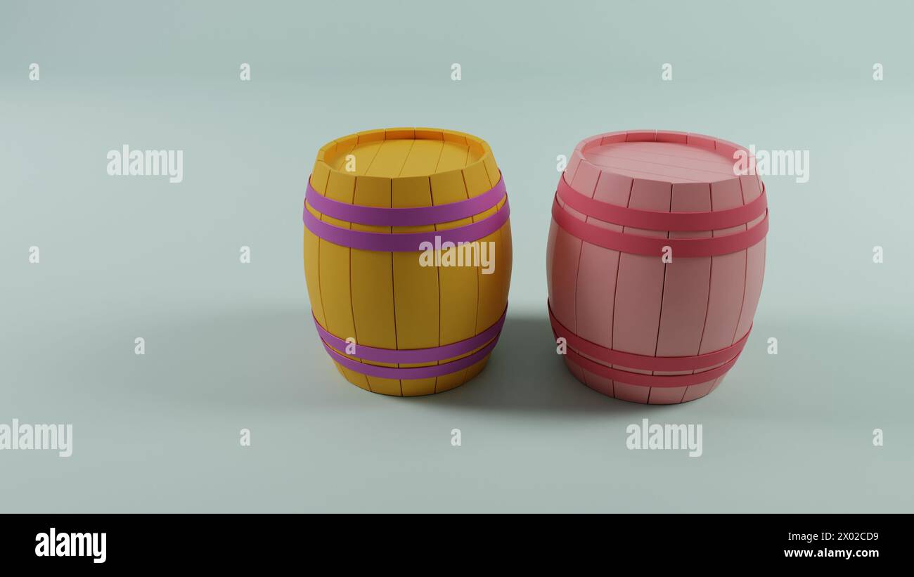 Dual Dynamics: The Golden Barrels and the Purple Bands Stock Photo - Alamy