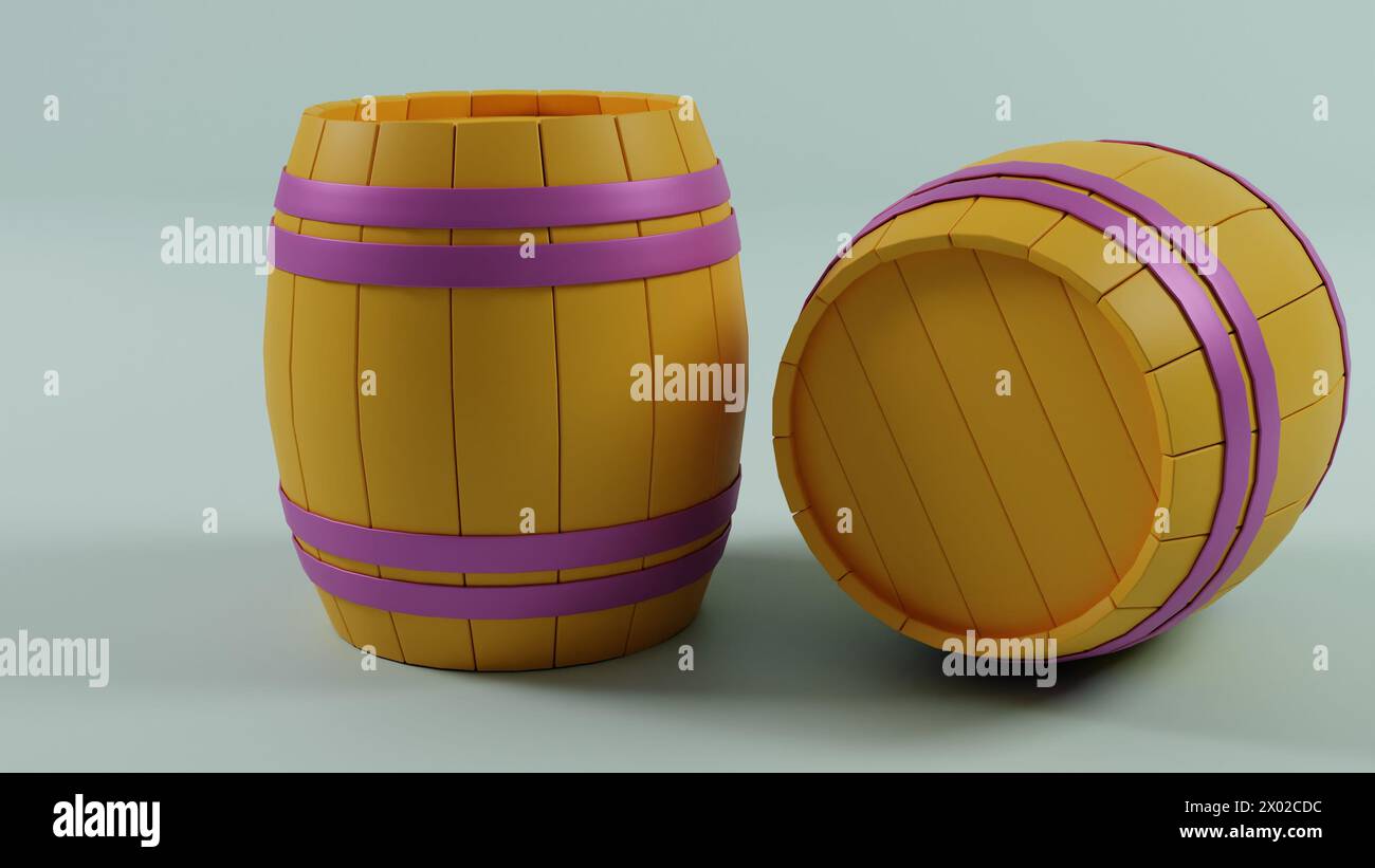 Dual Dynamics: The Golden Barrels and the Purple Bands Stock Photo - Alamy