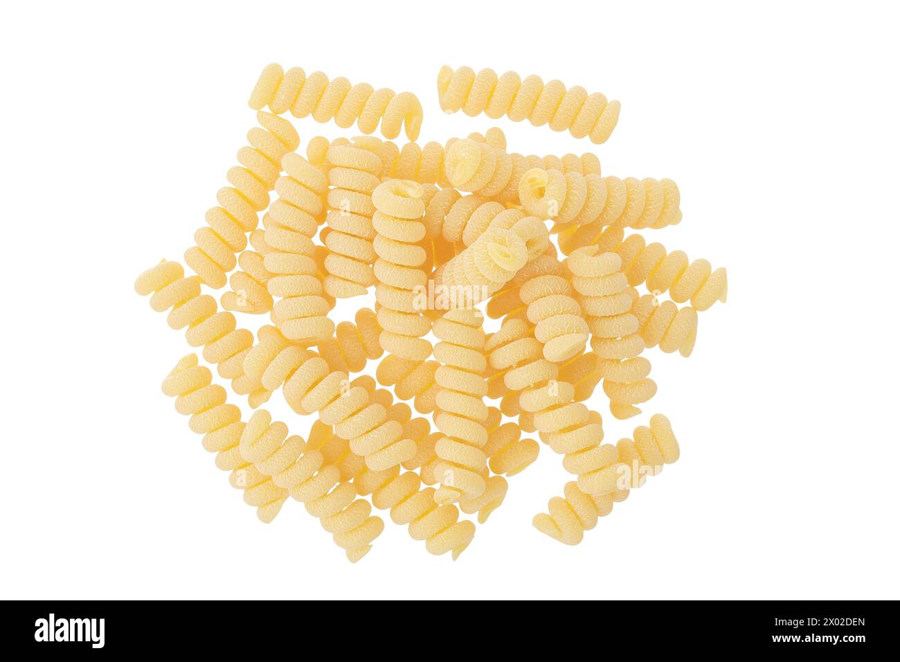 Italian spiral shaped pasta, Fusilli bucati macaroni, isolated on white ...