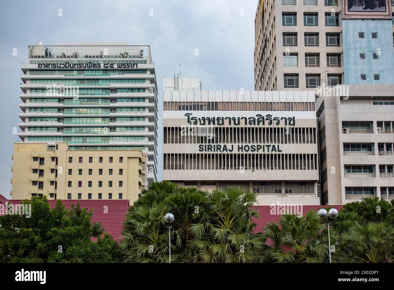 the Siriraj Hospital on Chao Phraya River in city of Bangkok in Thailand. Thailand, Bangkok ...